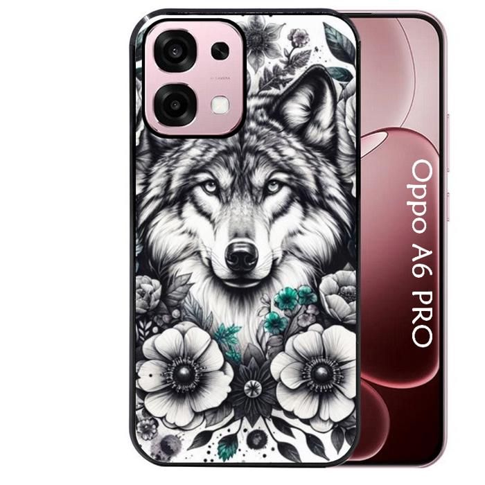 Coque noire pour Oppo A6 PRO 4G 5G loup et fleur - Cdiscount Téléphonie