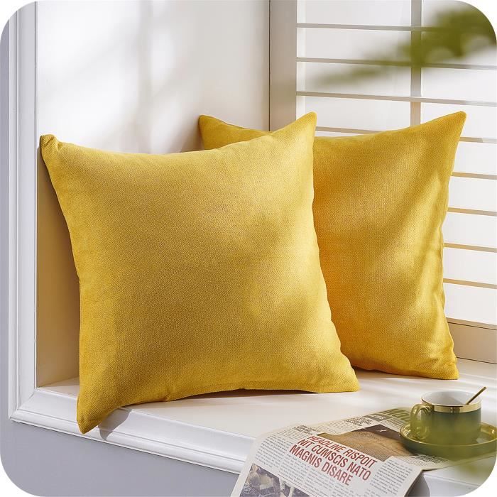Topfinel Lot 2 Housse de Coussin Jaune Moutarde 35x35 cm pour Salon ... Topfinel Lot 2 Housse de Coussin Jaune Moutarde 35x35 cm pour Salon ...
