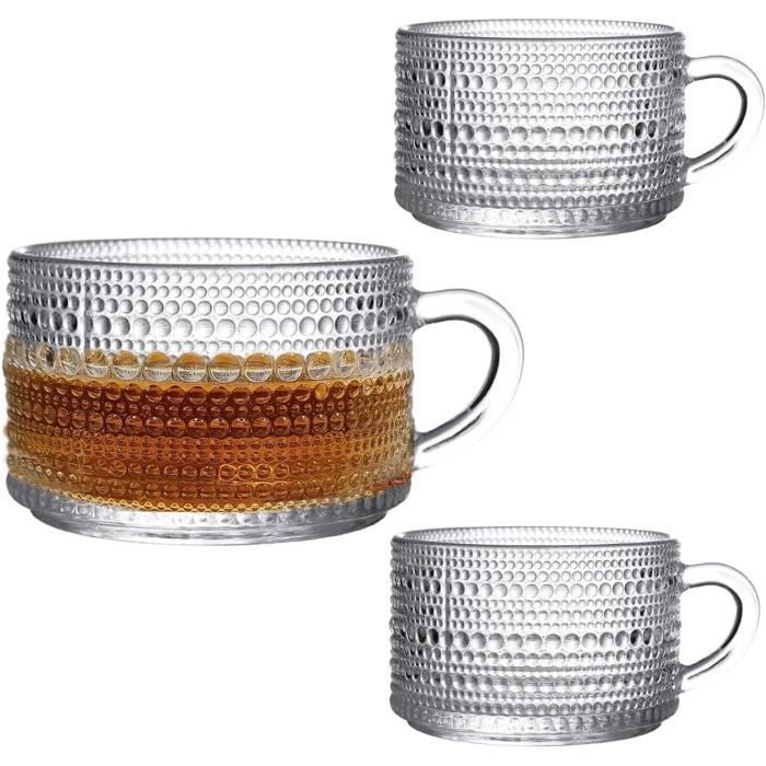 2Pcs Grande Tasses À Café Verre Avec Anse, Tasse Café Au Lait Vintage ...