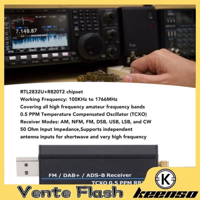 Récepteur Radio SDR - VBESTLIFE - RTL SDR - 100KHz-1766MHz - TCXO 0,5ppm - Modes multiples ...