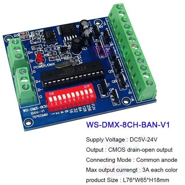 APPAREIL DE COMMANDE LED,WS-DMX-8CH-BAN-V1--Décodeur DMX512 LED 5V 12V ...