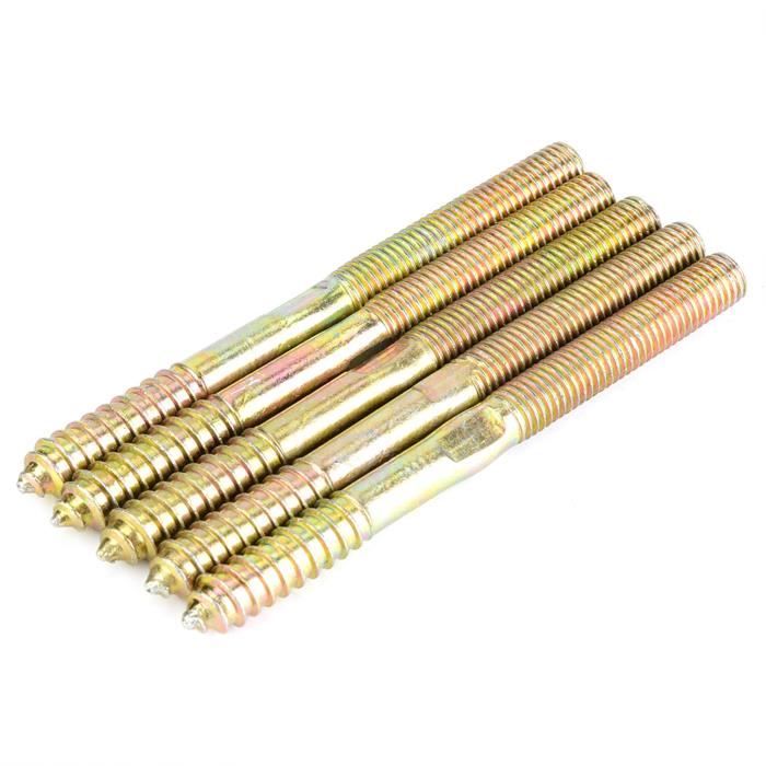 Zerone Vis à goujon Vis à cheville connecteur de meubles à bois vis à double extrémité (10*120 ...