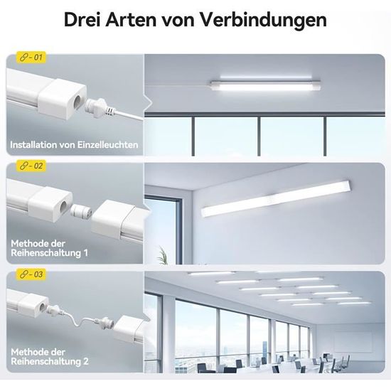 2 X Neon Led 150cm 45w 4950lm Connectable Tube Led Blanc Froid6000k Reglette Led Ip65
