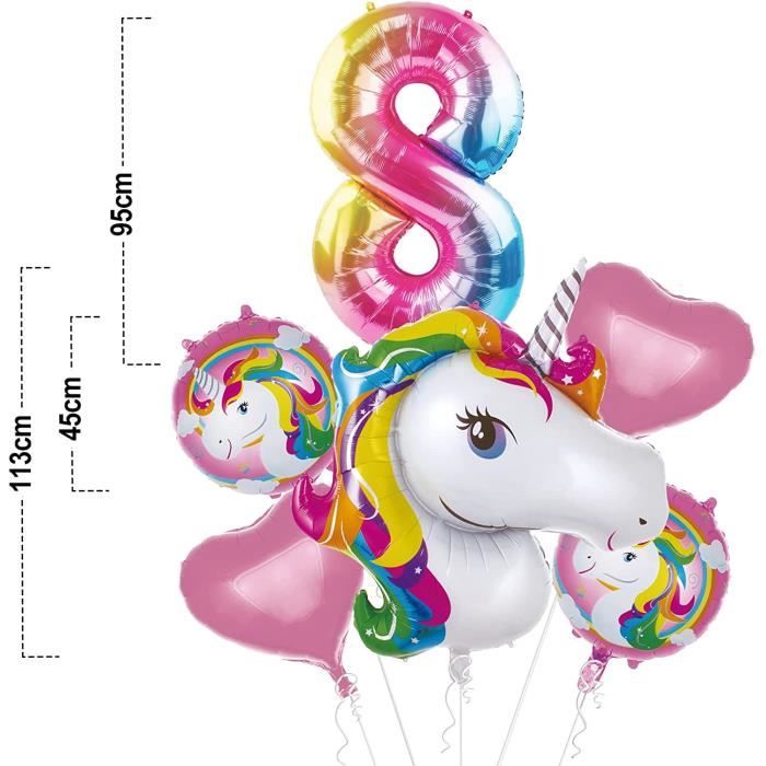 Ballons Licorne 8 Anniversaires, Ballons En Aluminium De Licorne, Ballons Géants En Forme De ...