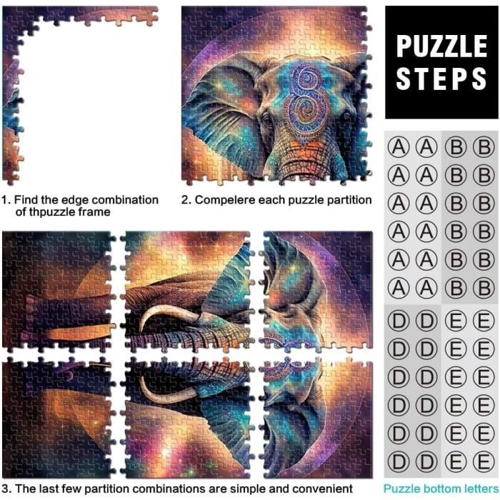 Éléphant Coloré Animal Puzzles 1000 Pièces Puzzle En Bois Pour Adultes ...