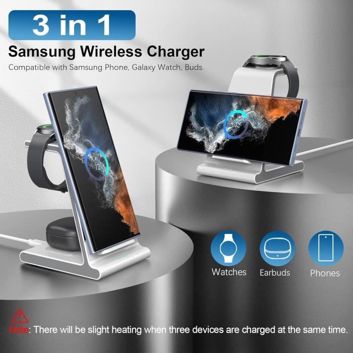Chargeur Induction Samsung, Chargeur Sans Fil 15W Universel Qi Portable ...