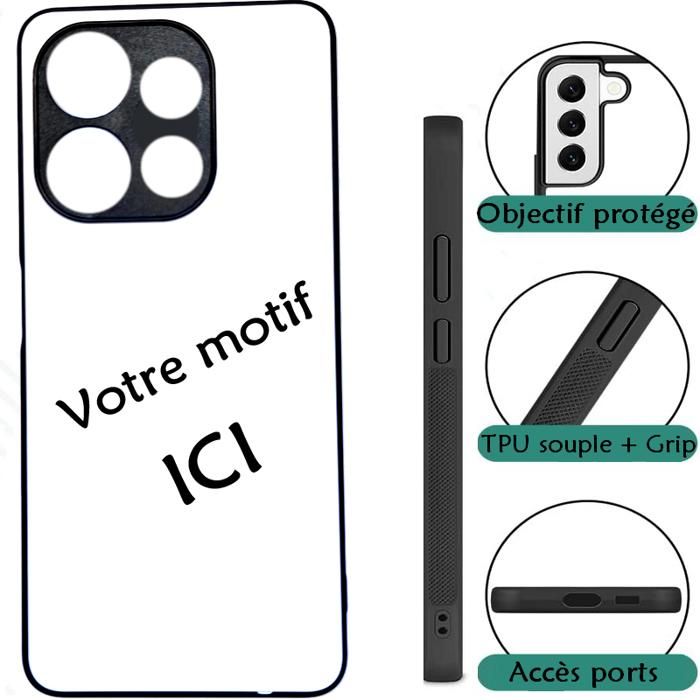 Coque noire pour Oppo A6 PRO 4G 5G loup et fleur - Cdiscount Téléphonie