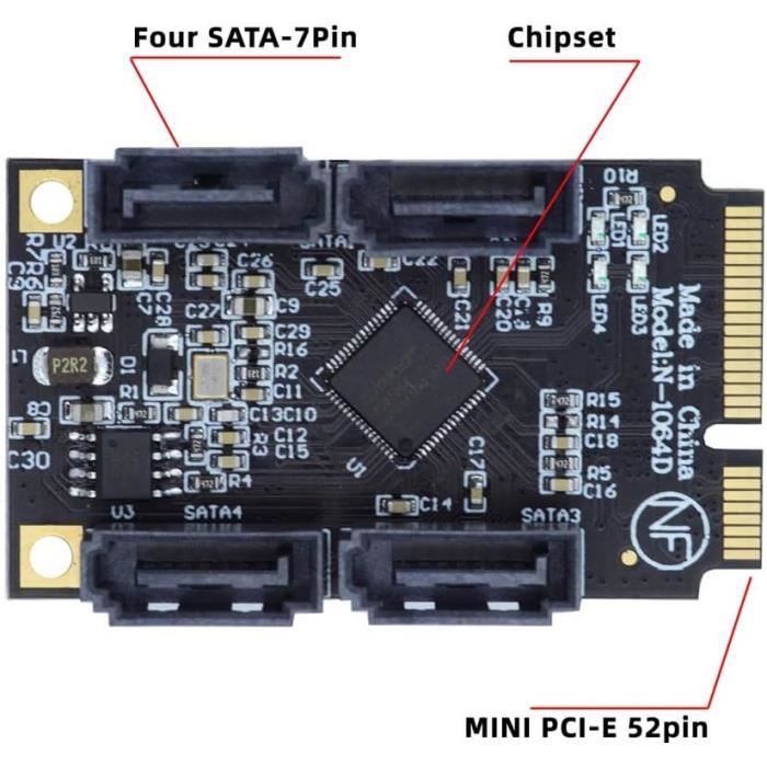 Carte D'Extension Mini Pci Express Pci-E Vers Sata 3.0, Adaptateur ...
