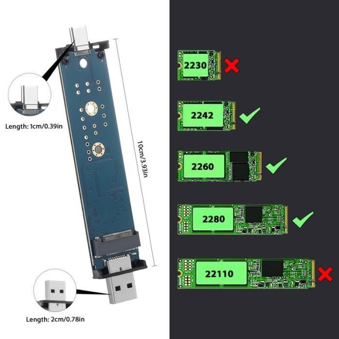 NVMe SATA 9210B--Boîtier de disque dur externe SSD, 10Gbps M2 Enlosure ...