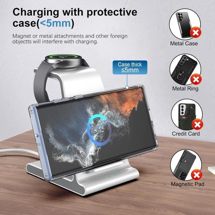 Chargeur Induction Samsung, Chargeur Sans Fil 15W Universel Qi Portable ...