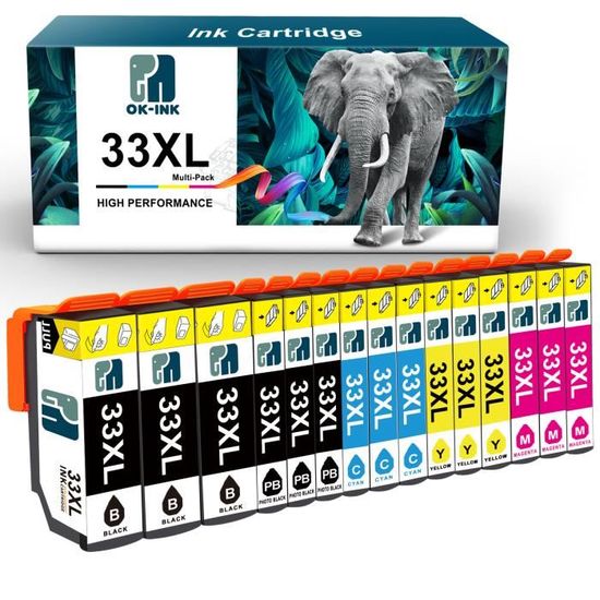OK-INK 15 Pack Cartouche Epson 33 XL 33XL multipack Compatible avec ...