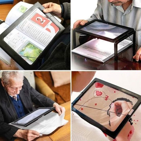 Loupe Lecture pour Les Seniors - Lampe Loupe de Bureau claire - 25X Grossissement Rectangulaire ...