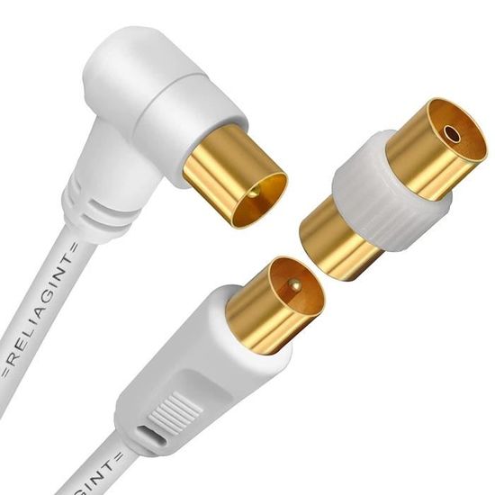 Câble Antenne TV 5m - Câble Coaxial TV en Cuivre Pur avec Double ...