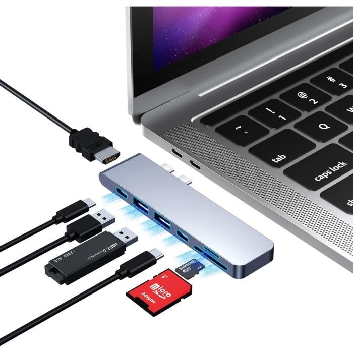 Hub Usb C 7 En 2, Usb C Adaptateur Macbook Pro-Air, Avec Usbc ...