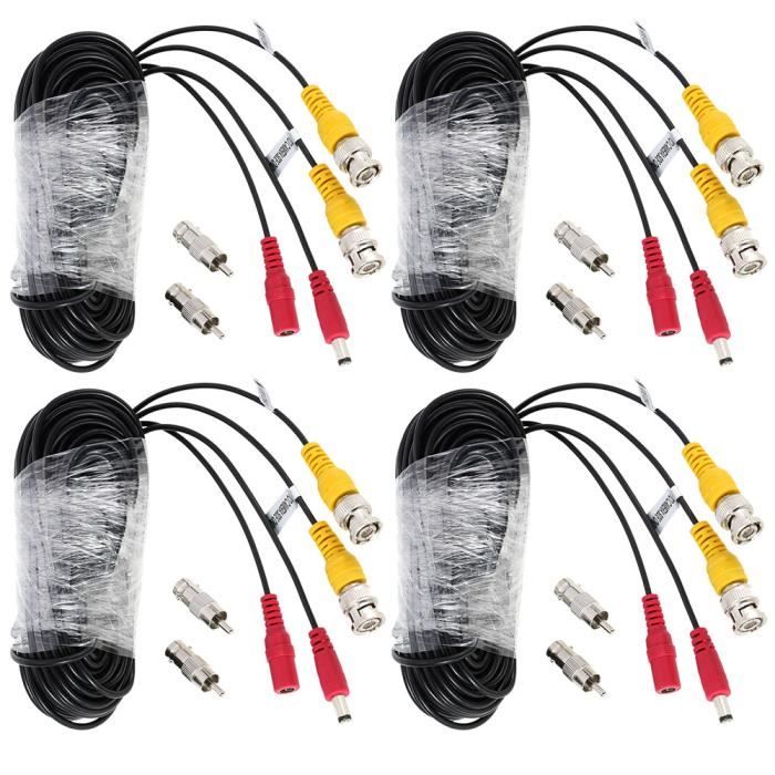 32ft BNC CC Câble Vidéo Puissant Câble Siamois 4pcs / lot pour caméra ...