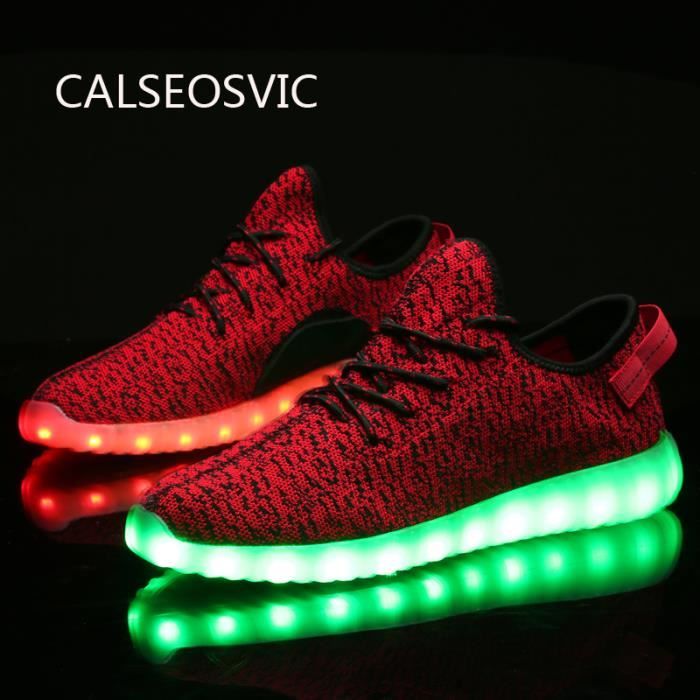 Chaussures LED Lumière Lumineux Clignotants Cha... Rouge - Cdiscount ...