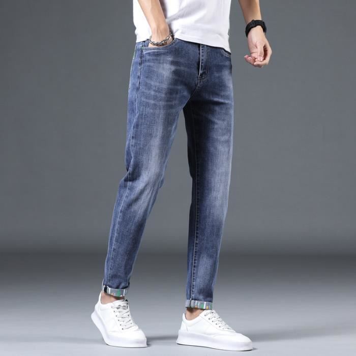 Jeans Homme - Slim Fit - Stretch - Casual - Effect Blanchi Bleu ...