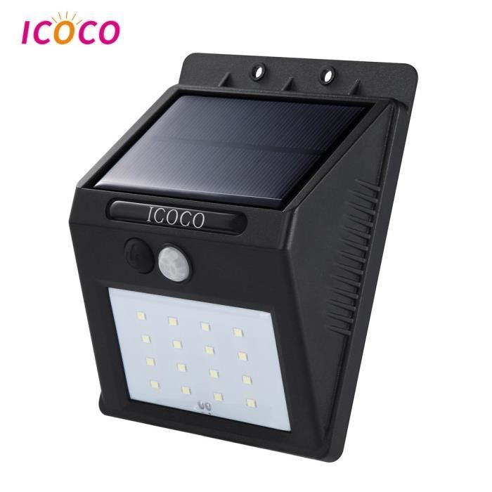 ICOCO LED Solaire Intelligent PIR Détecteur de mouvement Applique ...
