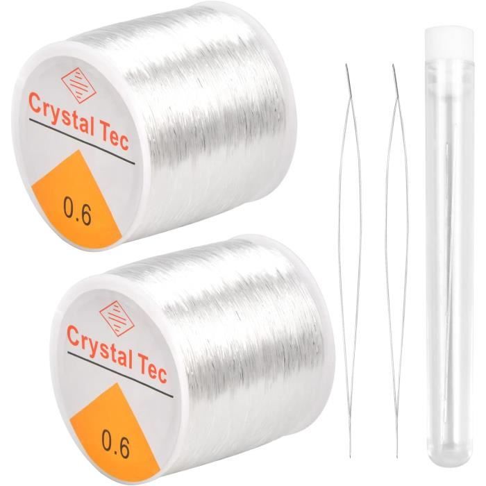 2 Pièces 100m Fils de Perles Élastiques, Fil Cristal Élastique, Fil ...