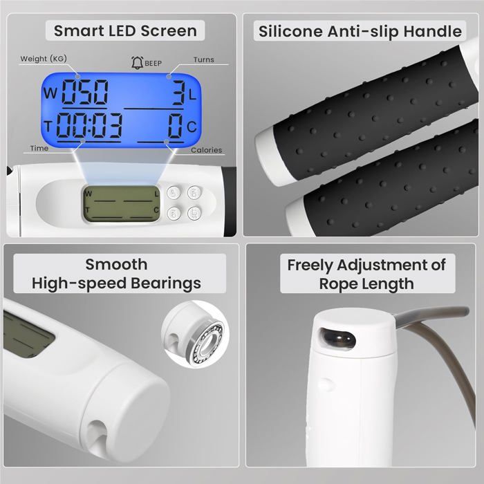 COZY - Cordes à sauter - Rope Sans Fil, Compteur Calories, Numérique ...