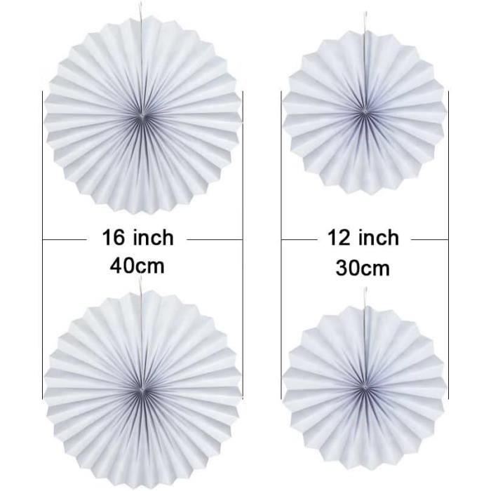 Lot De 8 Éventails En Papier Blanc À Suspendre En Forme De Fleur ...
