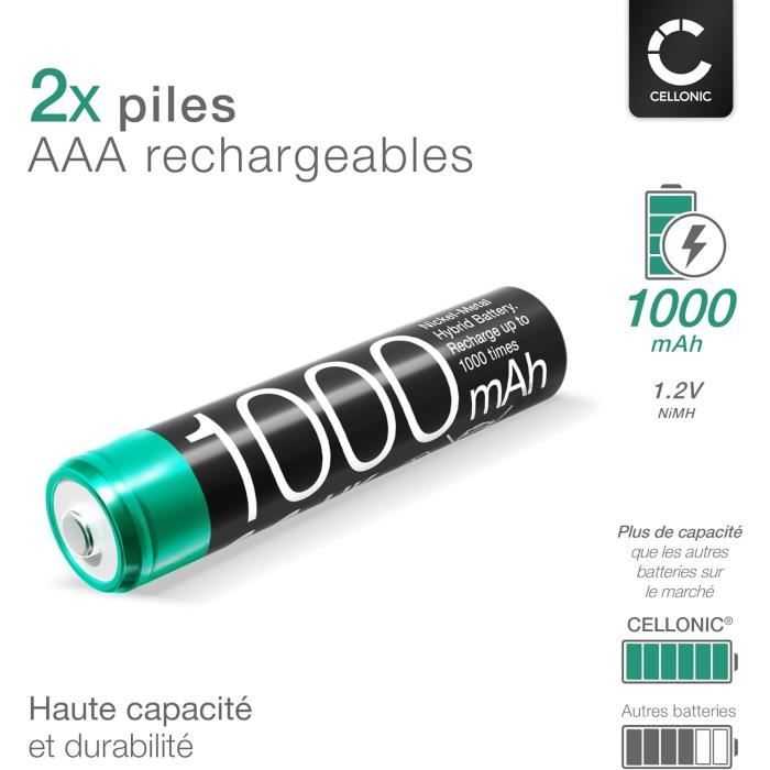 Piles Rechargeables Aaa - 1000Mah - Préchargées, Durables, Longue Durée ...