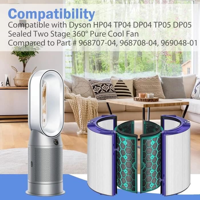 Filtre Hepa & Charbon De Rechange Compatible Avec Dyson Tp04 Hp04 Dp04 Tp05 Tp05 Hp05 Pure Cool ...