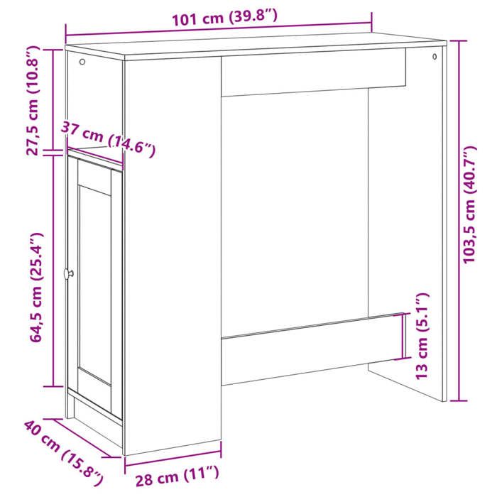 VidaXL Table de bar avec étagères chêne sonoma bois d'ingénierie 854366 ...