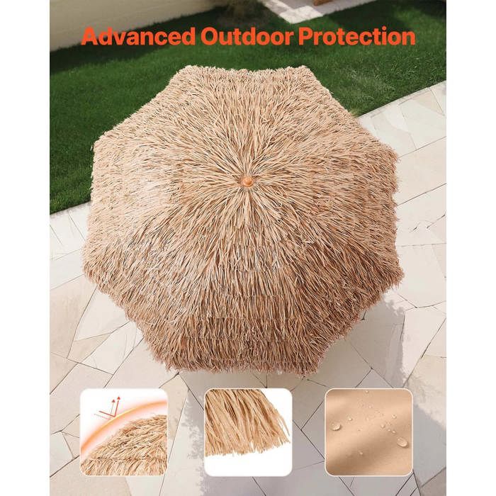 Parasol Hawaïen-VEVOR-2,4 m-Parasol Exotique Inclinable-avec Toit ...