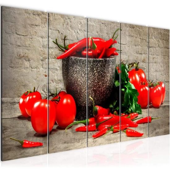 Tableau Mural Xxl Cuisine Légumes 200 X 80 Cm Brun Rouge 5 Parties ...