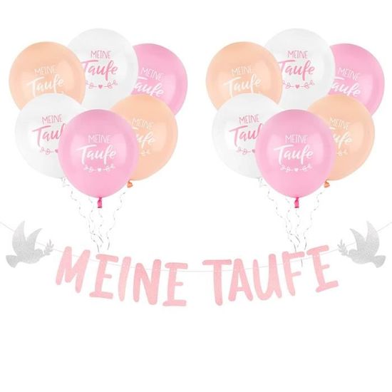 Meine Taufe Mon Baptême Bannière Banderole Baby Shower Pailleté Papier ...