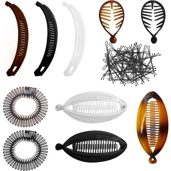 10 pièces pinces à cheveux banane, pinces à cheveux rétro queue de ...