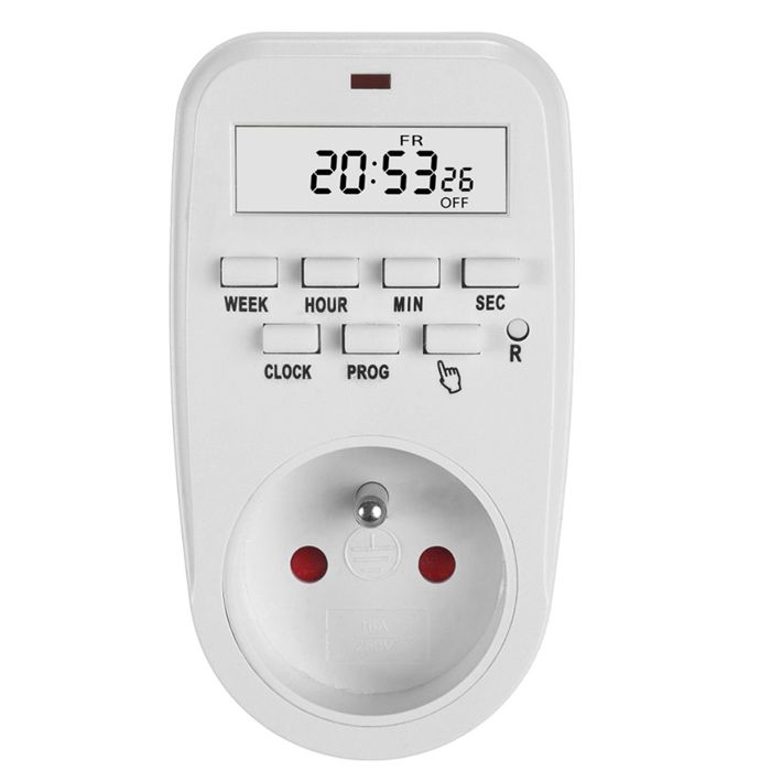 Prise programmable - GreenBlue - GB362 E - Horloge digitale - Charge max. 16A - IP20 - Blanc ...
