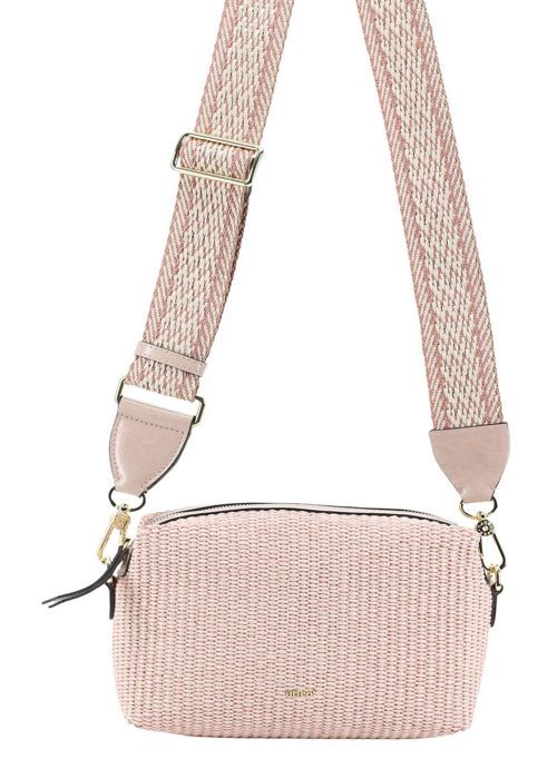 Abro Sac à épaule rose beige pour femme - Fabric Raffia Shoulder Bag ...