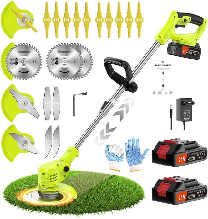 Jwdj Coupe Bordure sans Fil avec Batterie 21V Debroussailleuse Electrique sans Fil avec 2 ...