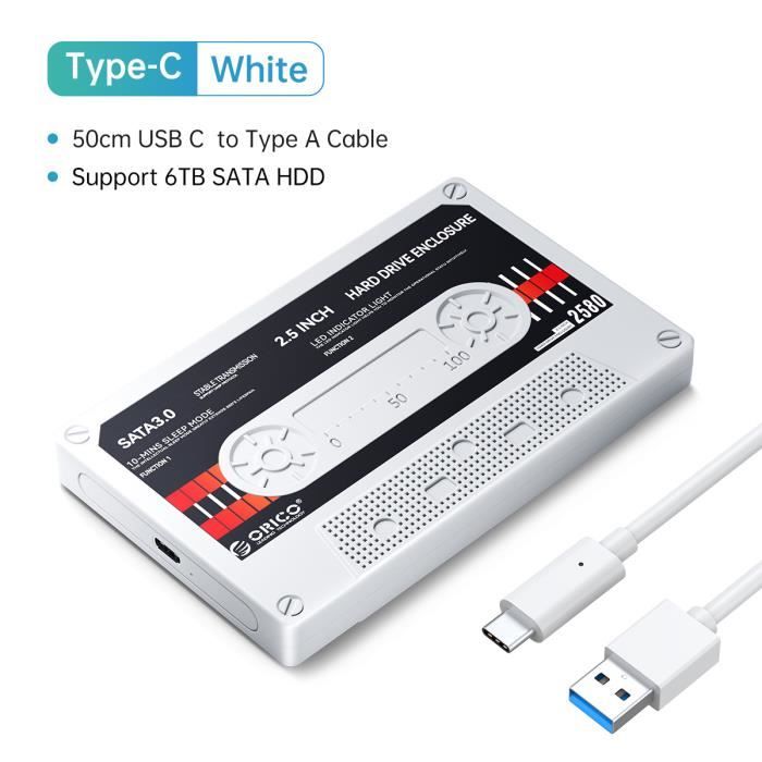 Type-C blanc - ORICO Boîtier pour disque dur externe SATA, avec ...