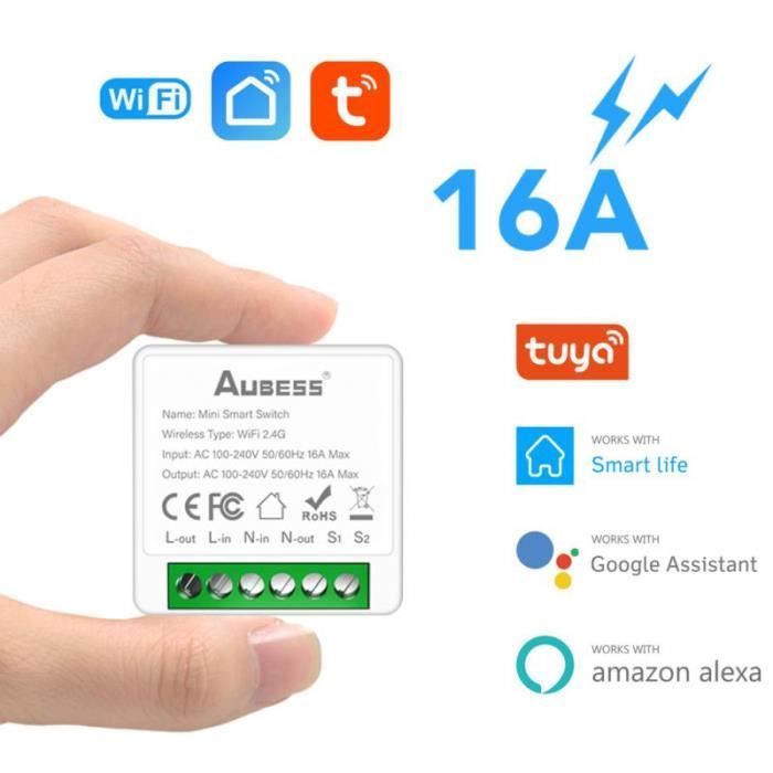 WIFI 1 Groupe-Tuya WiFi Mini Smart Switch, Zigbee, 16A,Contrôle bidirectionnel avec Smart Life ...