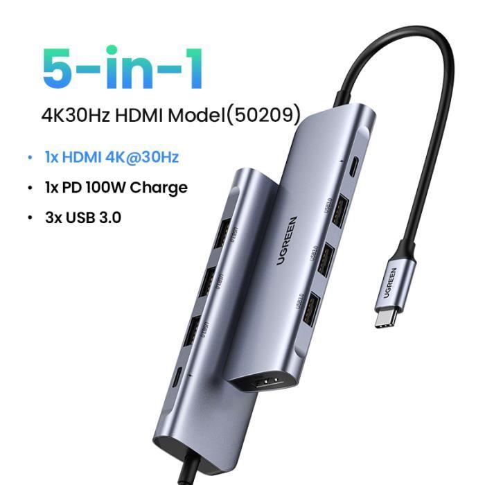 HDMI et PD 5-EN-1 - HUB USB type c vers HDMI 4K PD100W, adaptateur USB ...