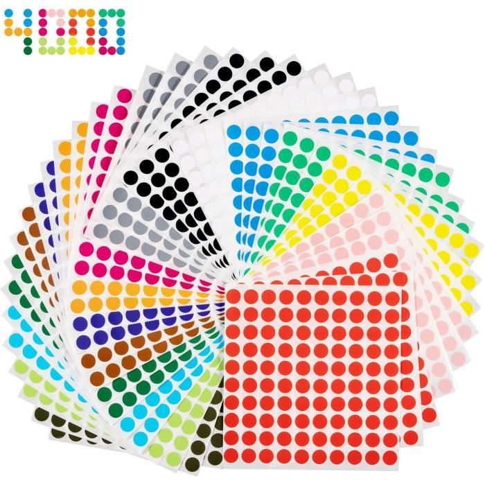 Gommettes Rondes Gommettes Autocollantes 4000 Pcs 10mm Gommette Couleur ...
