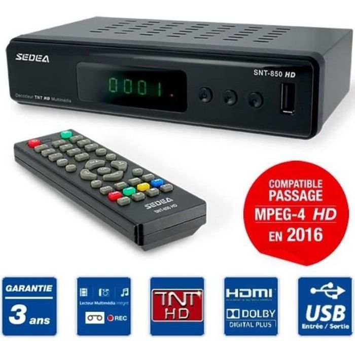 DECODEUR TNT ENREGISTREUR LECTEUR MULTIMEDIA TV TELE TELEVISION PERITEL ...
