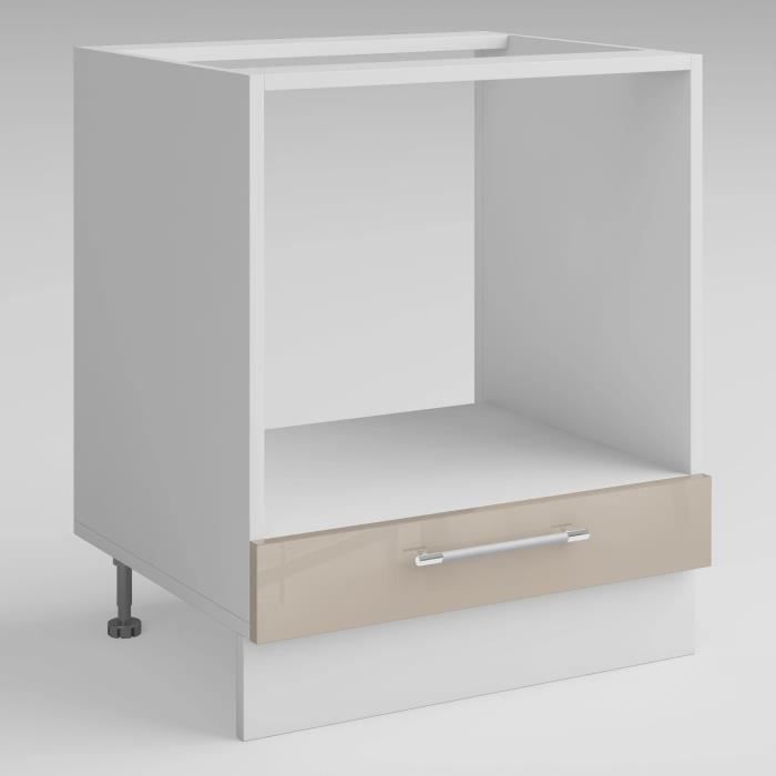 Meuble bas cuisine pour four encastrable + tiroir taupe laqué L 60 x H ...