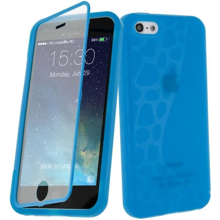 Coque Clapet Silicone Gel Apple iPhone 5C - Bleu - Cdiscount Téléphonie