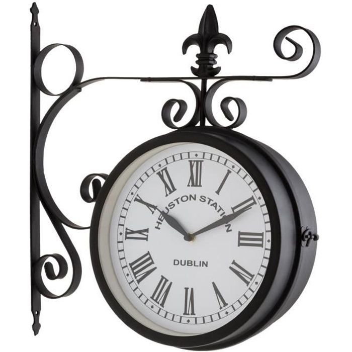 SOOTOP Horloge de Gare Rétro Horloge Murale Double Cadran avec Potence ...