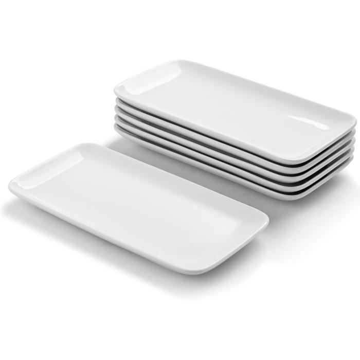 Lot De 6 Assiettes Rectangulaire, Petit Plat De Service 23X12Cm ...