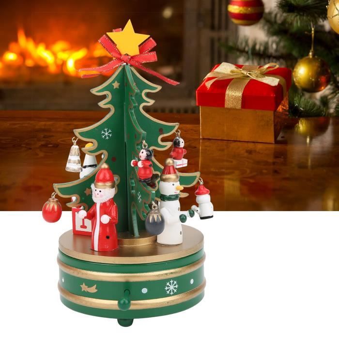 Drfeify Boîte à Musique de Noël en Bois Décoration de Noël Boîte ...