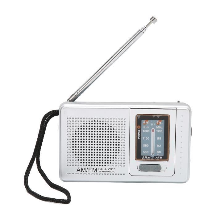 Duokon Small Radio, Mini Portable Silver Grey Portable Pocket Radio for ...