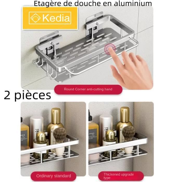 Etagère de douche KEDIA - Lot de 2 - Blanc - 30x13x5.5cm - Cdiscount Maison