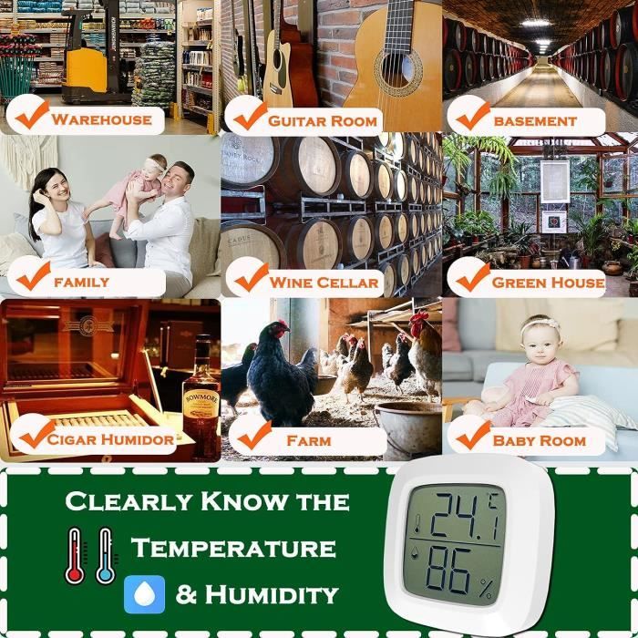 Thermometre Hygrometre, 4 X Thermometre Interieur Maison, Thermometre Chambre Bebe, Thermometre ...