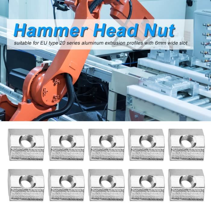 RHO-crou à tête de marteau crous de Quincaillerie, 50 Pcs écrou Coulissant en T en Acier au ...