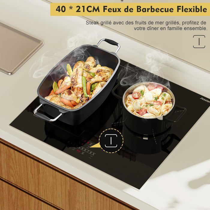 Plaque Induction 3 Feux Flexible 6800W, Jessier Barbecue Plaque de ...